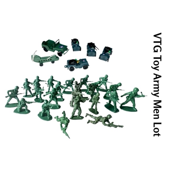 Toys | Vtg 29pc Plastic Green Army Men Wwii Military Vehicles Toy ...